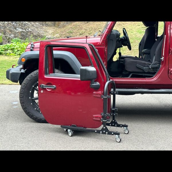 EZ4x4 Jeep Aluminum Folding Rolling Door Cart - Storage Door Rack Hold